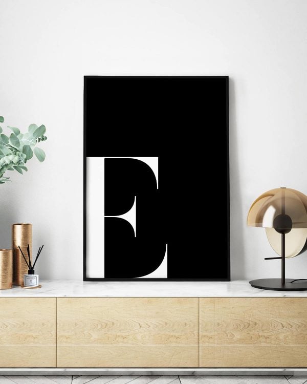 Letter E Print – Black • Wall Art Print • Chelsea Chelsea