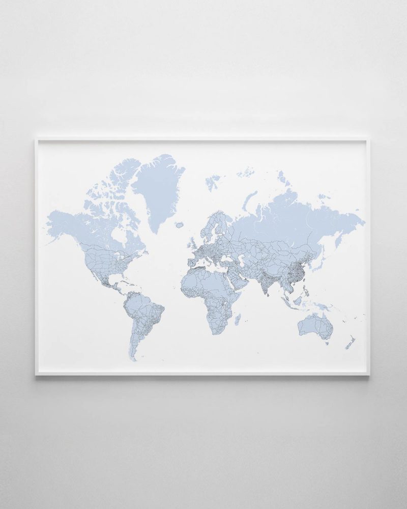 Blue World Map Print (A4 Size) • Chelsea Chelsea