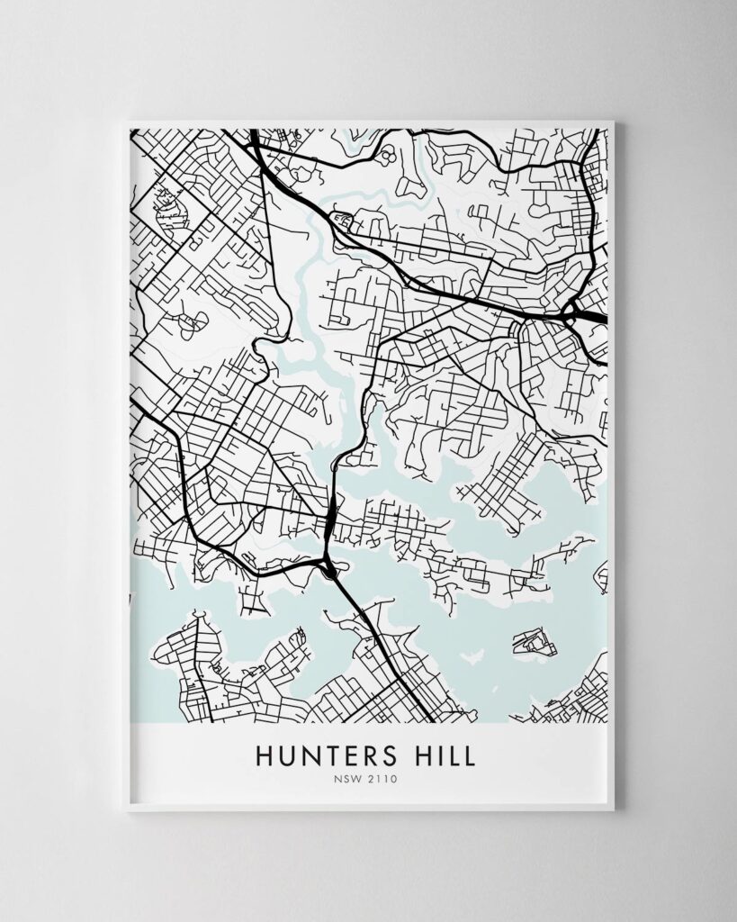 Sydney – Hunters Hill Map Print • Wall Art Print • Chelsea Chelsea