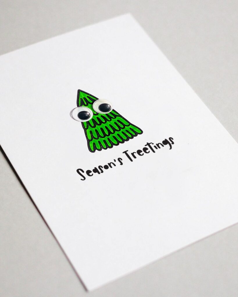 Googly Eyes Christmas Card – Season's Treetings - Chelsea Chelsea