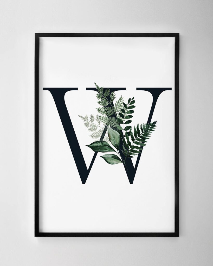 Letter W Print – Botanical Dream • Wall Art Print • Chelsea Chelsea
