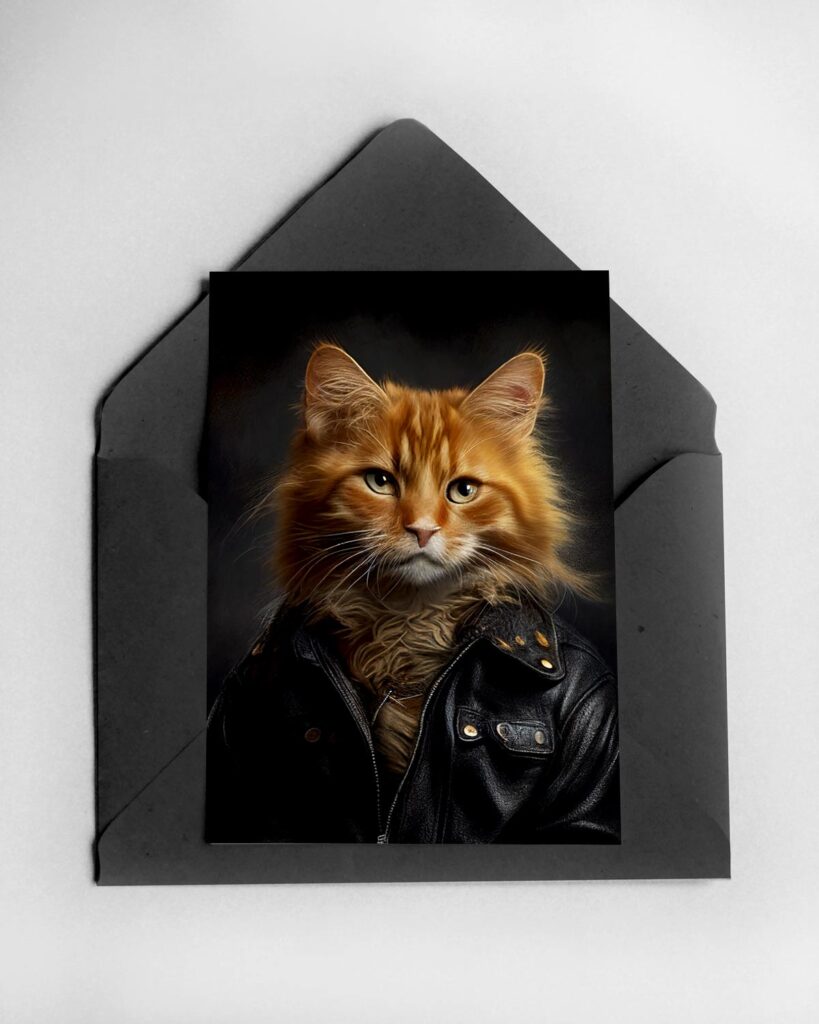 Cat in a Leather Jacket Card - Chelsea Chelsea
