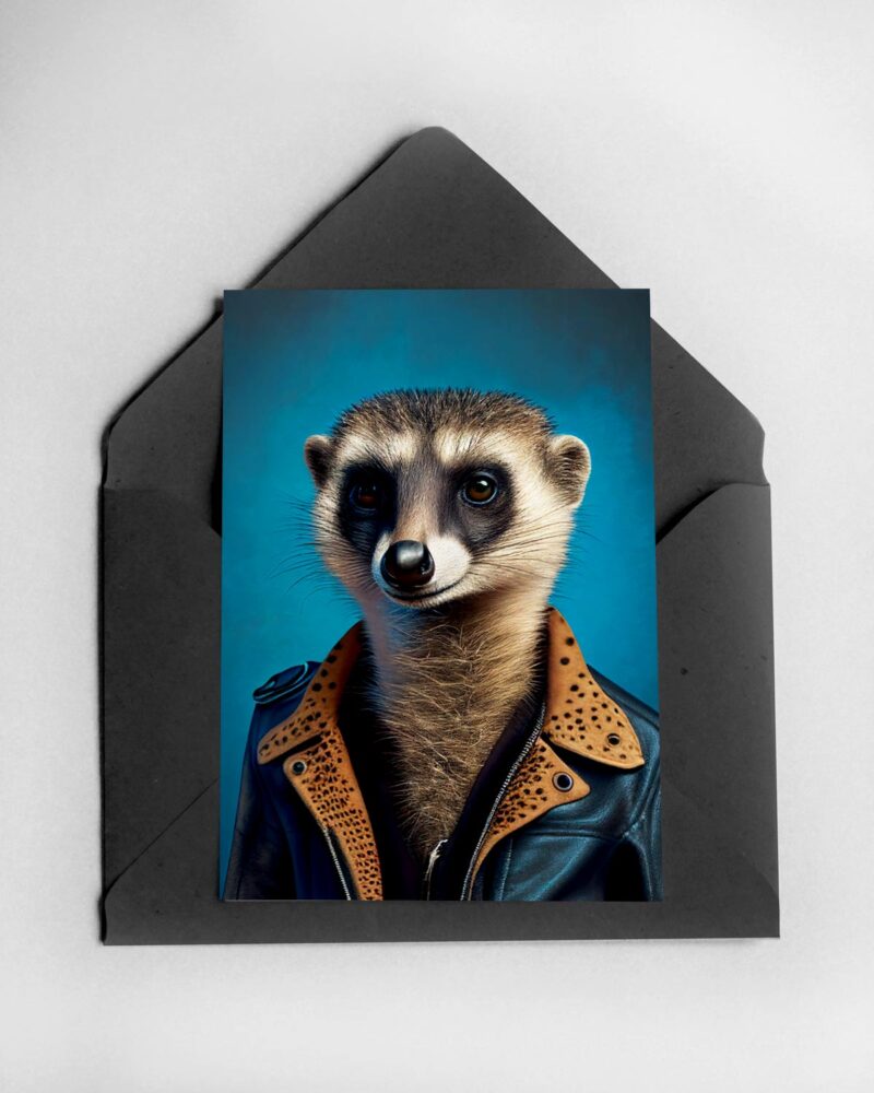 Meerkat in a Leather Jacket Card - Chelsea Chelsea