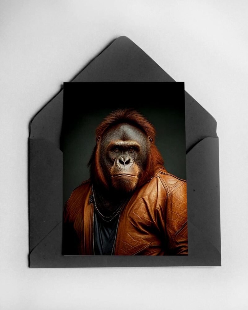 Orangutan in a Leather Jacket Card • Chelsea Chelsea
