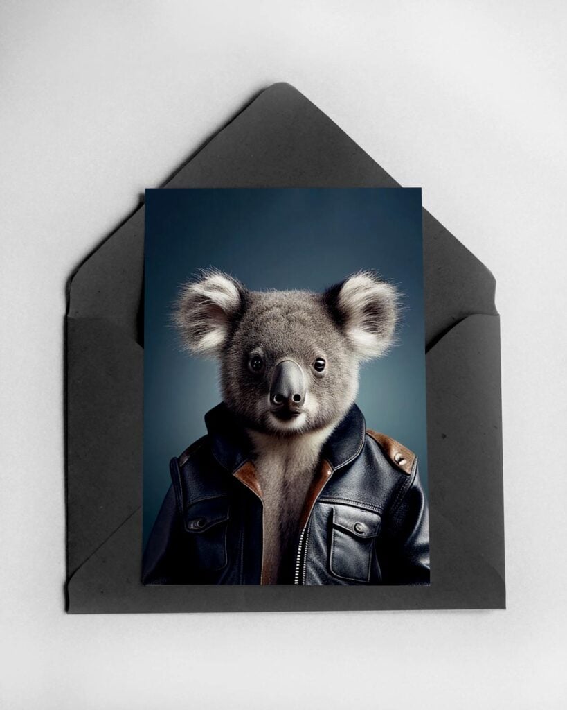 Koala in a Leather Jacket Card - Chelsea Chelsea