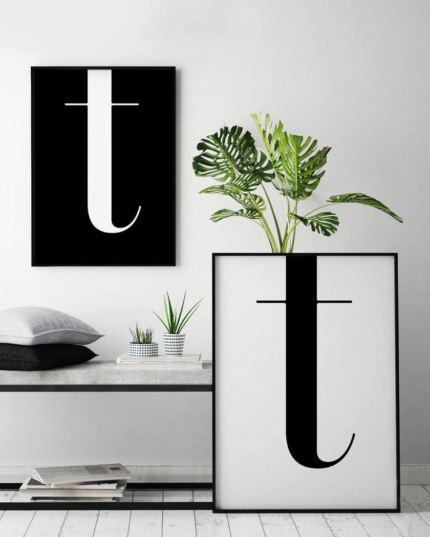 Letter T Print – Black - Chelsea Chelsea